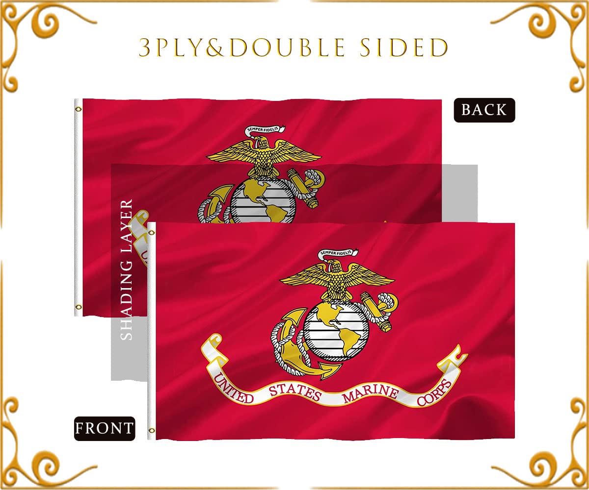 US Marine Corps USMC Flag 3x5 Outdoor Double Sided Heavy Duty Polyeste ...